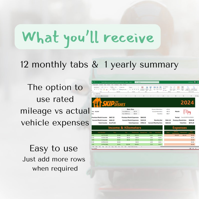 UBER EATS | All-in-one Excel Spreadsheet | Monthly Income | Expense and ...
