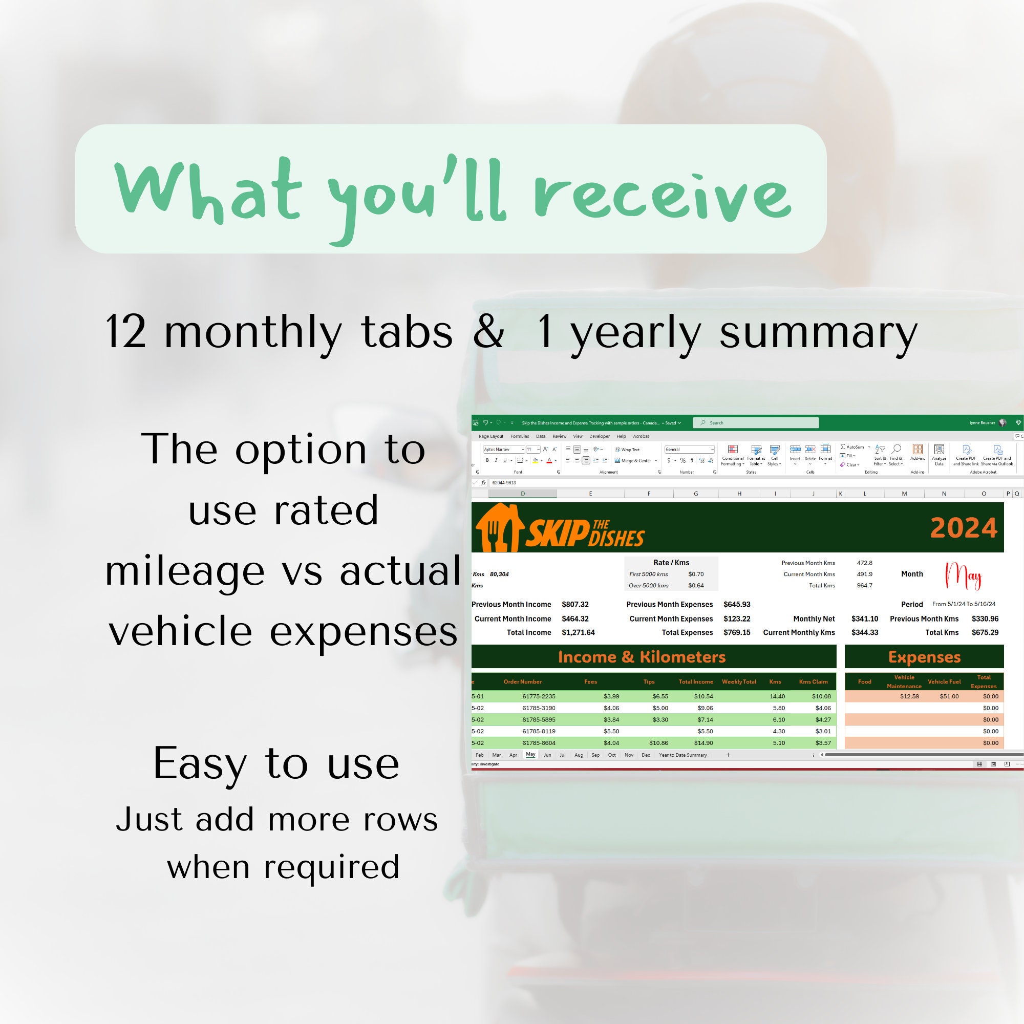 UBER EATS | All-in-one Excel Spreadsheet | Monthly Income | Expense and ...