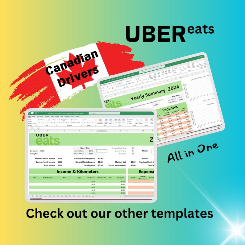 UBER RIDES | All-in-one Excel Spreadsheet | Monthly Income | Expense ...