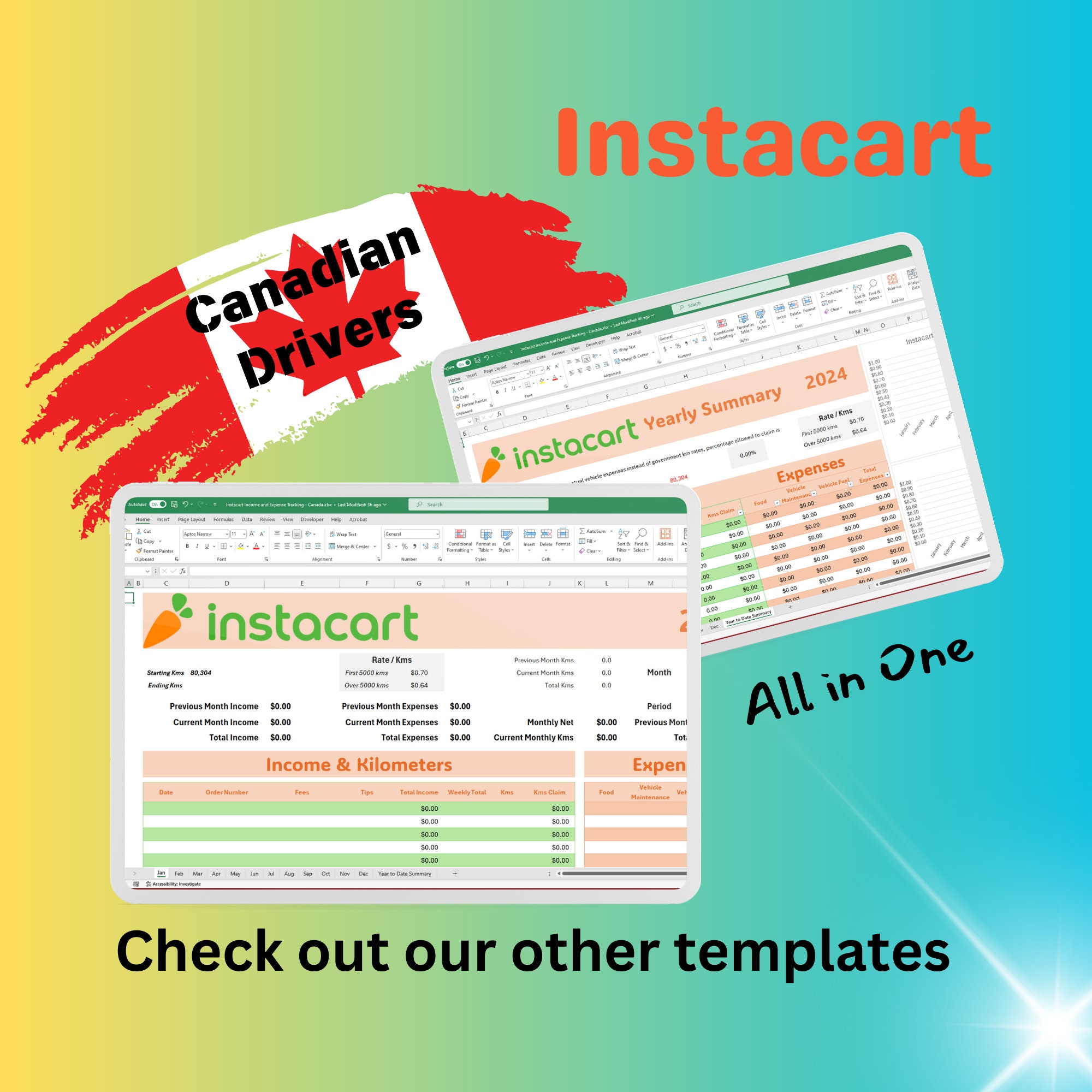 UBER RIDES | All-in-one Excel Spreadsheet | Monthly Income | Expense ...