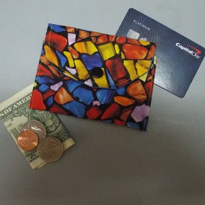 Mini Wallet Mini Fabric Wallet Mosaic Glass Pieces Fabric | Etsy