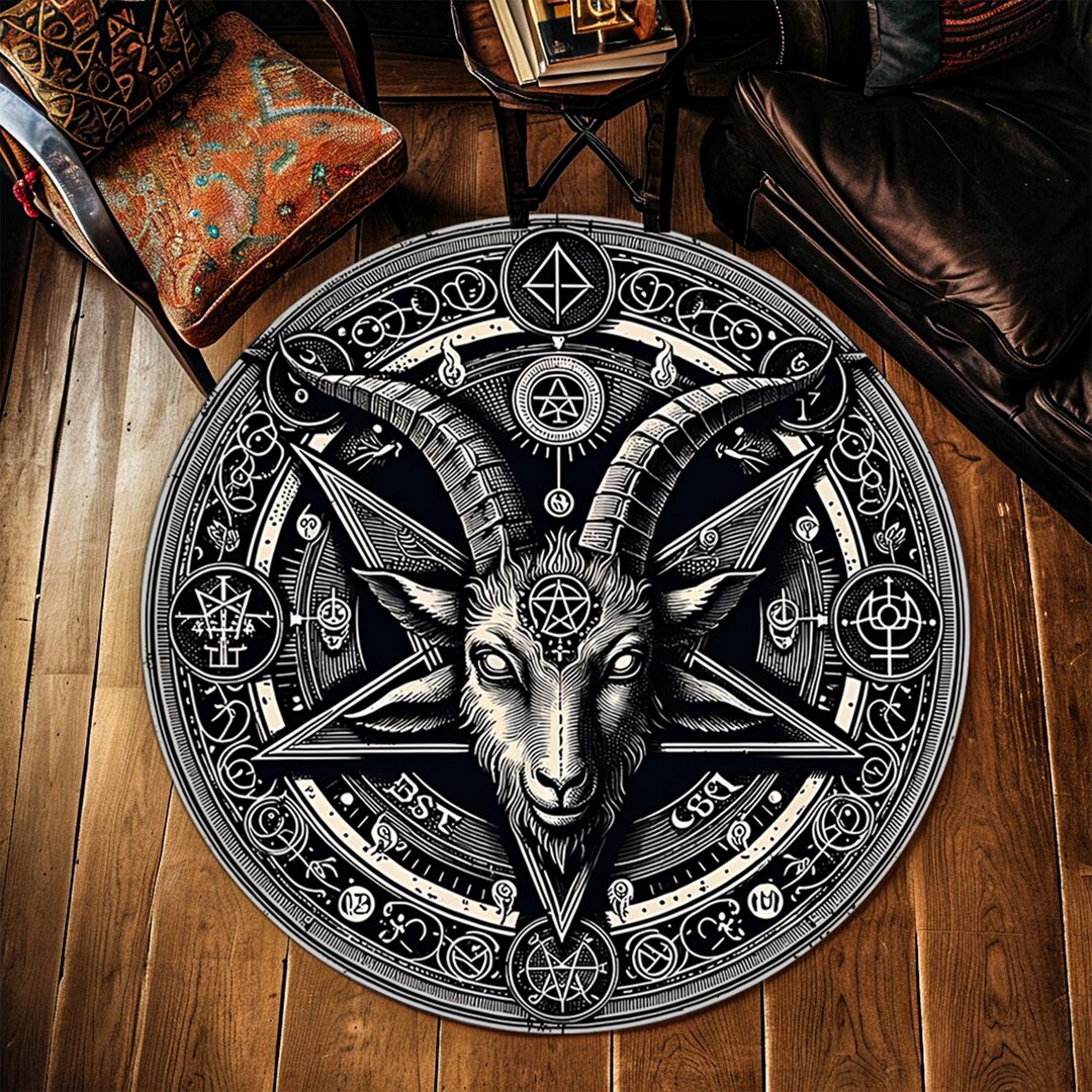 Baphomet Pentagram Rug, Goat Rug, Satanic Rug, Satan Floor Decor ...