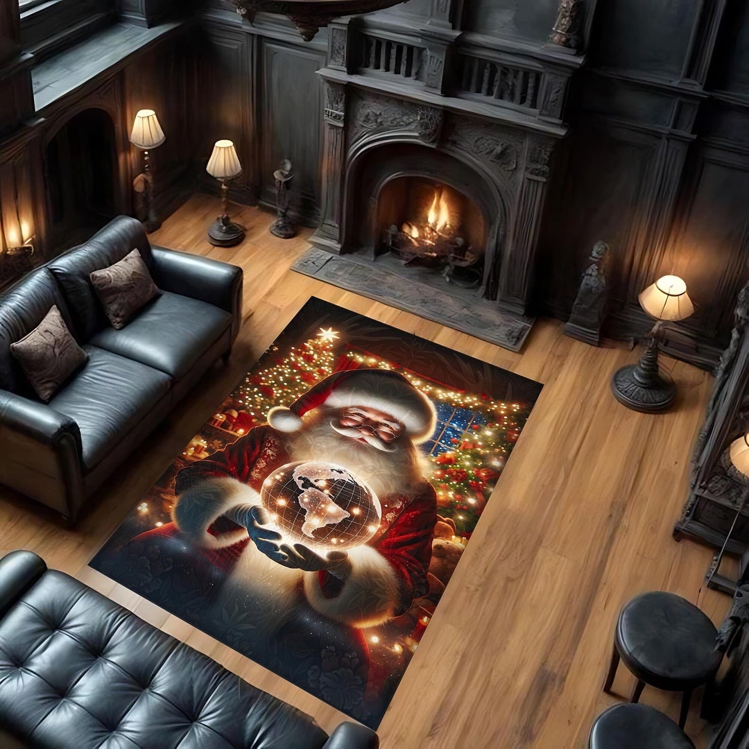 Santa Claus Printed Christmas Rug, the Best Christmas Rug, Santa Rug ...