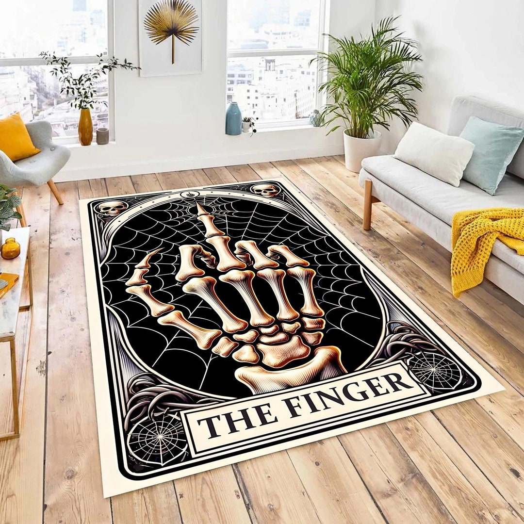 Tarot Card Rug With Middle Finger Sign, the Finger Carpet, Living Room ...