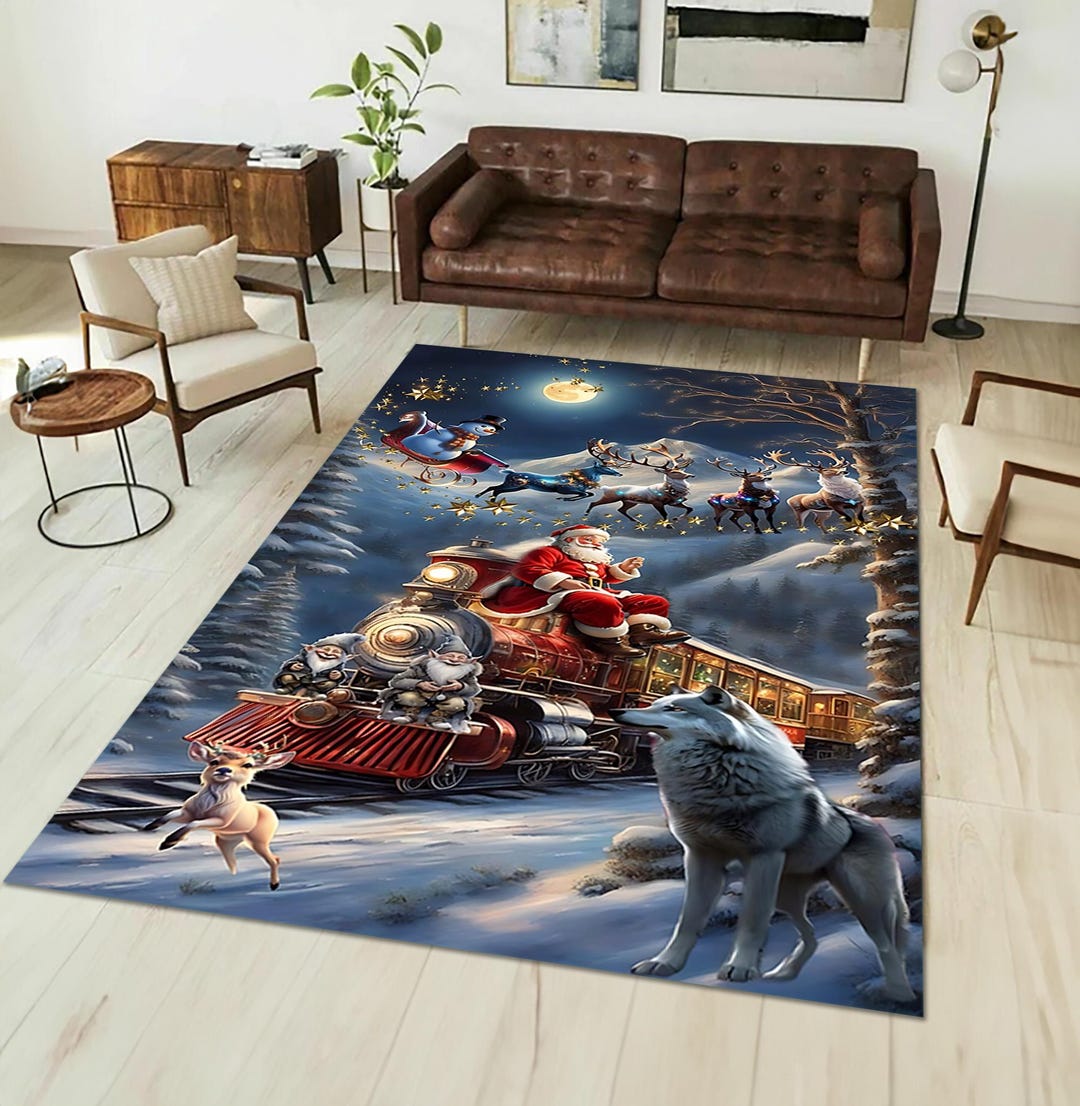 Unique Santa Claus Rug, Christmas Santa Claus Rug, Living Room Rug ...