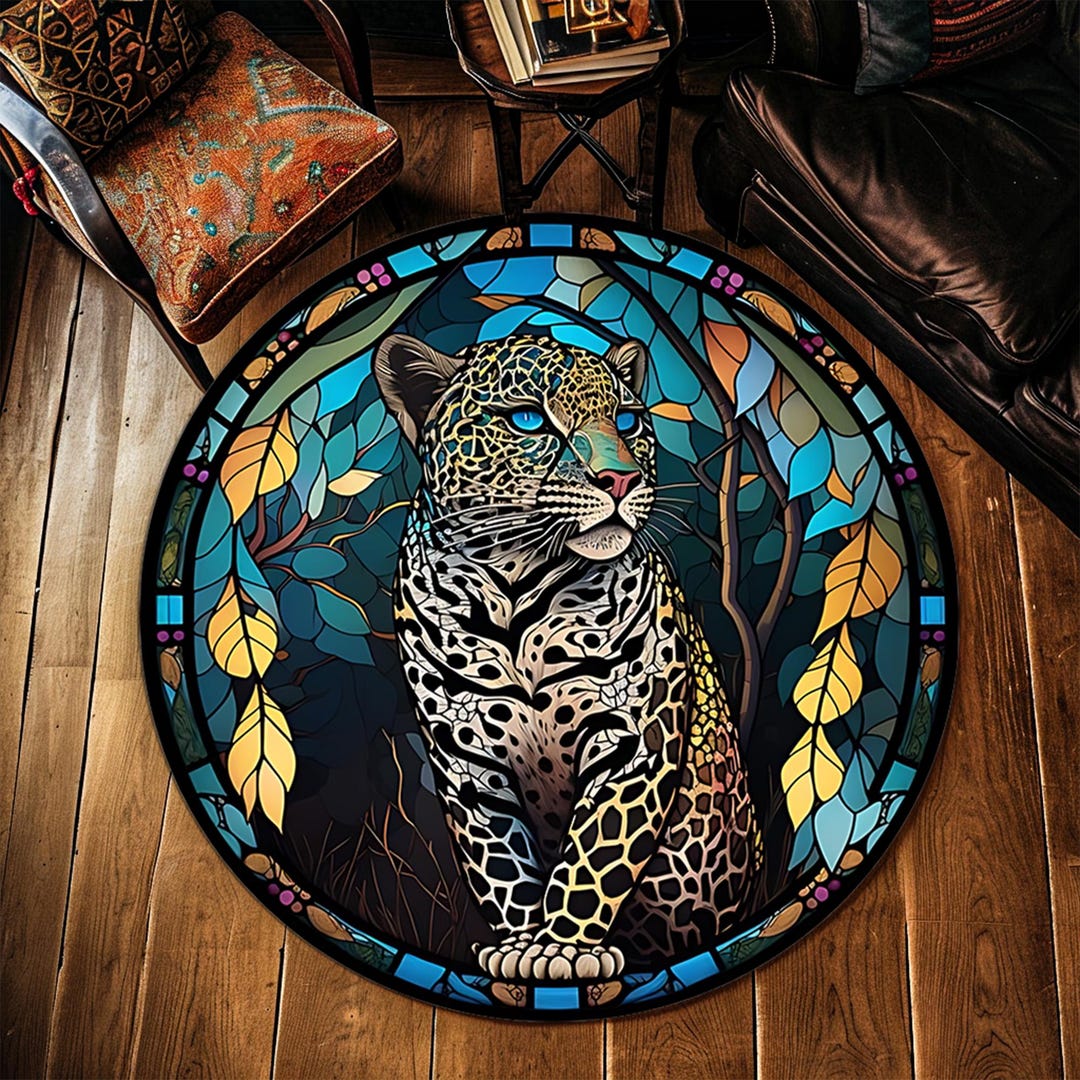 Leopard Round Rug With Glass Pattern, Leopard Rug, Non Slip Doormat ...
