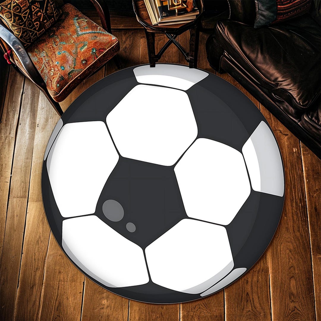Ball Shaped Round Rug, Football Ball Rug, Ball Rug for Kids Room, Non ...
