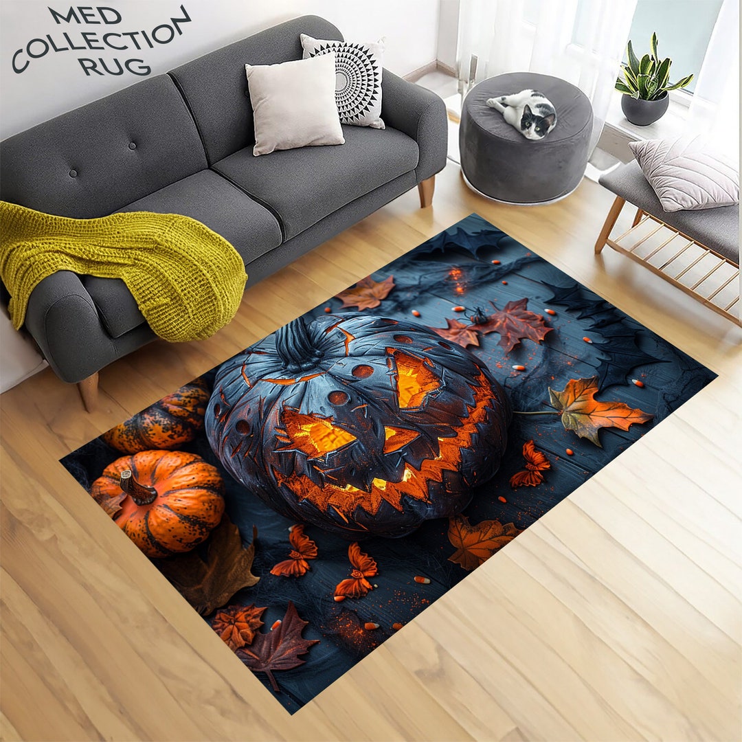 Halloween Design Rug With Scary Pumpkin Celebration Carpet Horror Rug ...