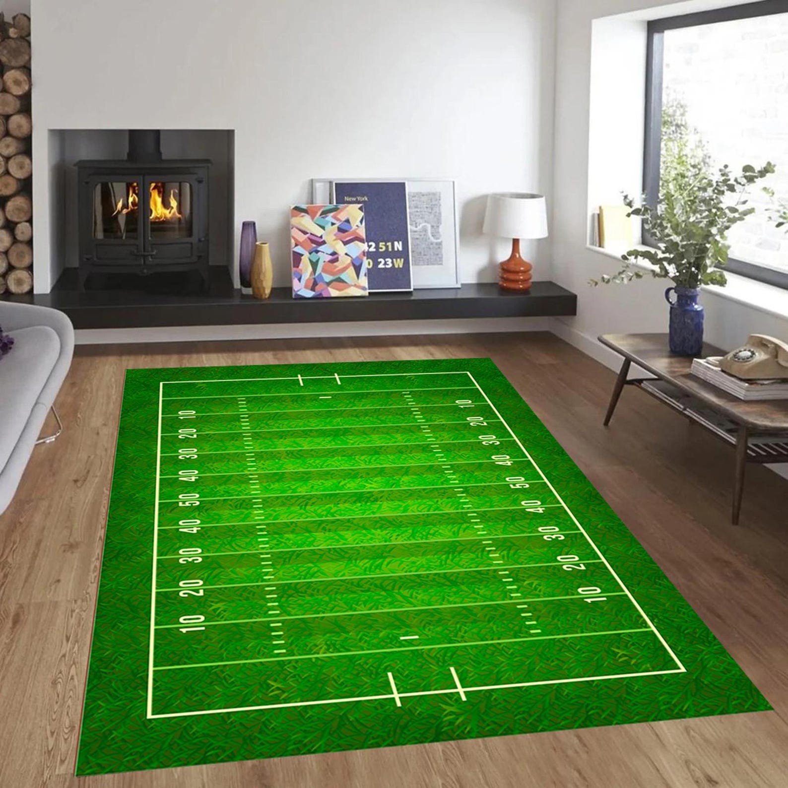 American Football Field Rug, Kids Room Game Mat, Non Slip Rug, Sport ...