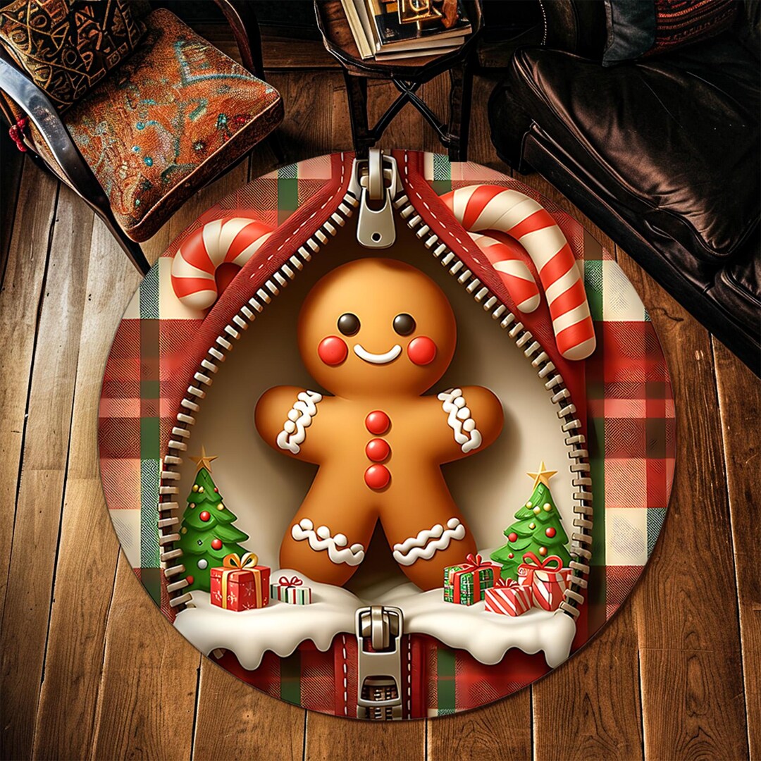 Cute 3D Cookiesman Round Rug, Unique Gingerbread Man Rug, the Best ...