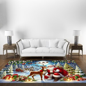 Merry Christmas Rug, Reindeer Carpet, Santa Rug, Christmas Spirit Rug ...