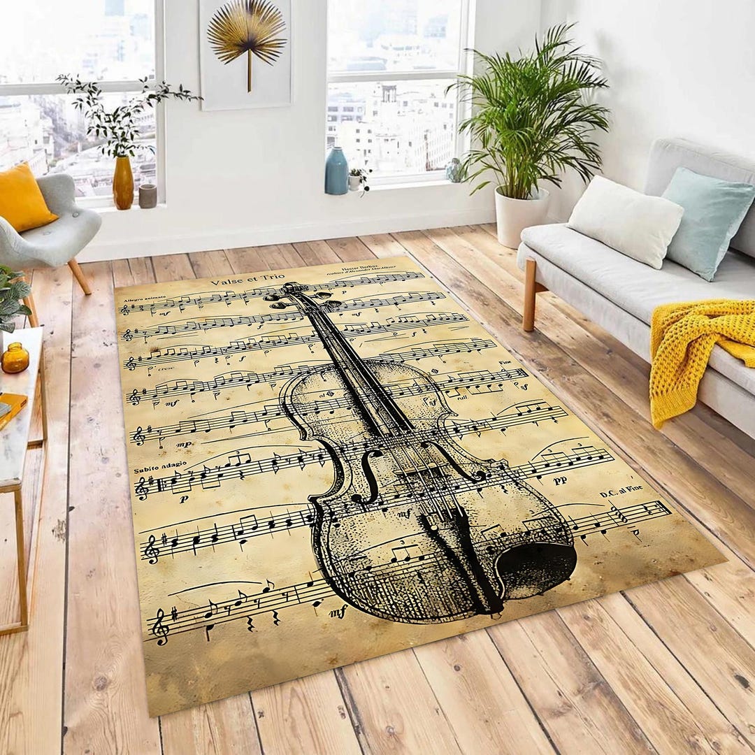 Violin Rug, Note Rug, Music Rug, Studio Rug, Non Slip Rug, Music Floor ...
