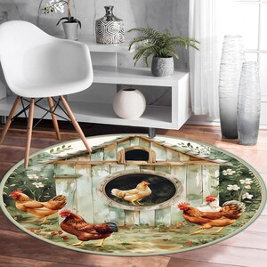 Chicken Rug, Rooster Rug, Chicken Round Rug, Non Slip Rug, Hallway Rug ...