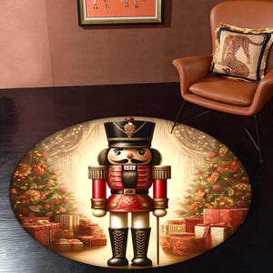 Christmas Nutcracker Soldier Rug, Nutcracker Soldier Round Rug, Santa ...