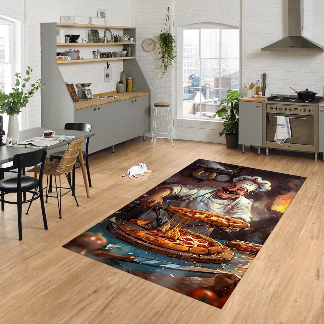Chef's Rug for Real Chefs, Pizza Master Rug, Pizza Chefs Rug, Kitchen ...