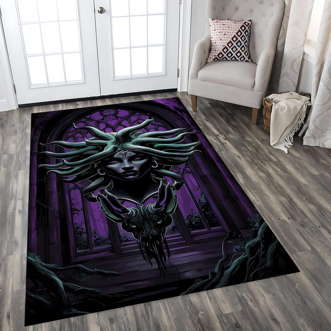 Medusa Rug, Gothic Floor Rug, Medusa Floor Decor, Non Slip Rug, Area ...