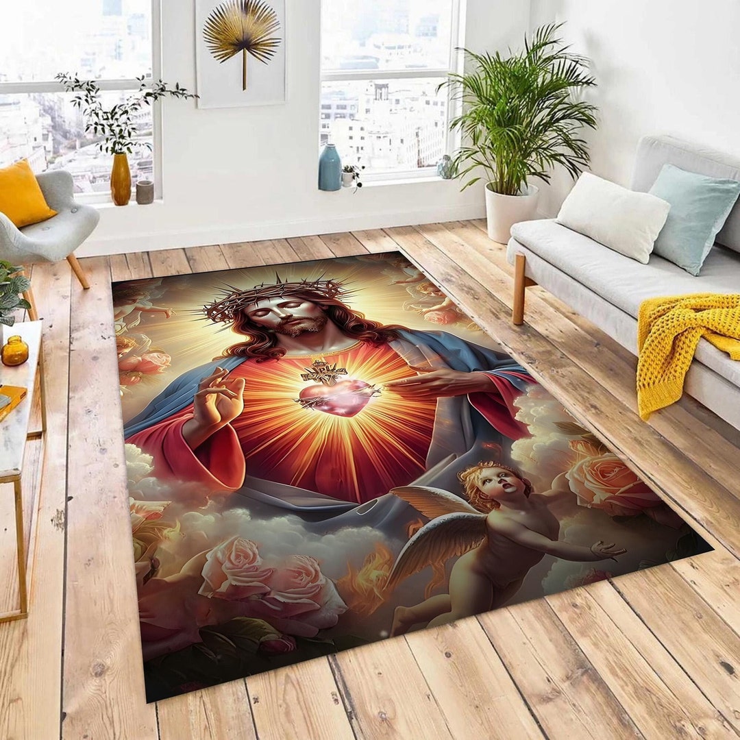 Hazrat Jesus Rug, Jesus Area Rug, Living Room Rug, Hallway Rug, Bedroom ...