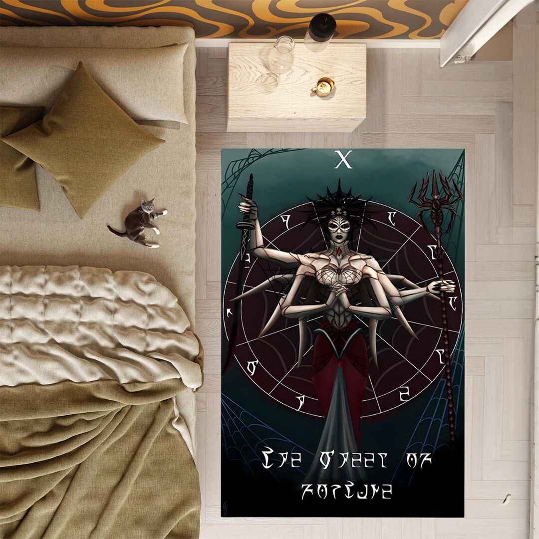 The Wheel of Fortune Tarot Card Rug, Fortune Rug, Big Size Home Carpets ...