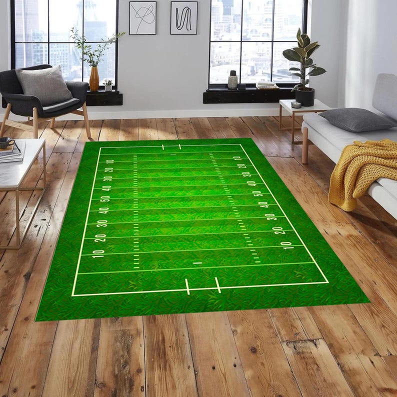 American Football Field Rug, Kids Room Game Mat, Non Slip Rug, Sport ...
