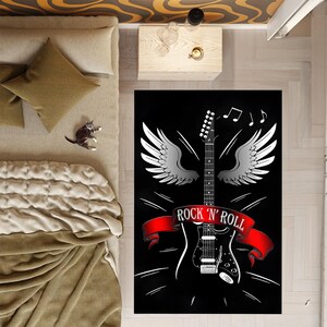 Rock and Roll Rug, Guitar Rug, Rock'n Roll, Rock Music Lovers Rug, Rock ...