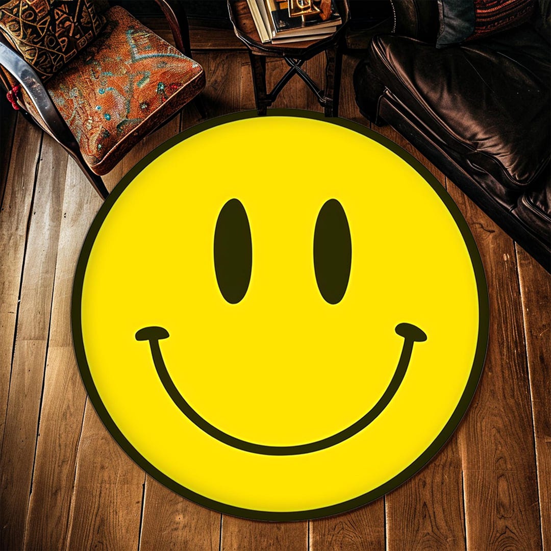 Emoji Rug, Emoji Round Rug, Comic Rug, Non Slip Rug, Kids Room Rug ...