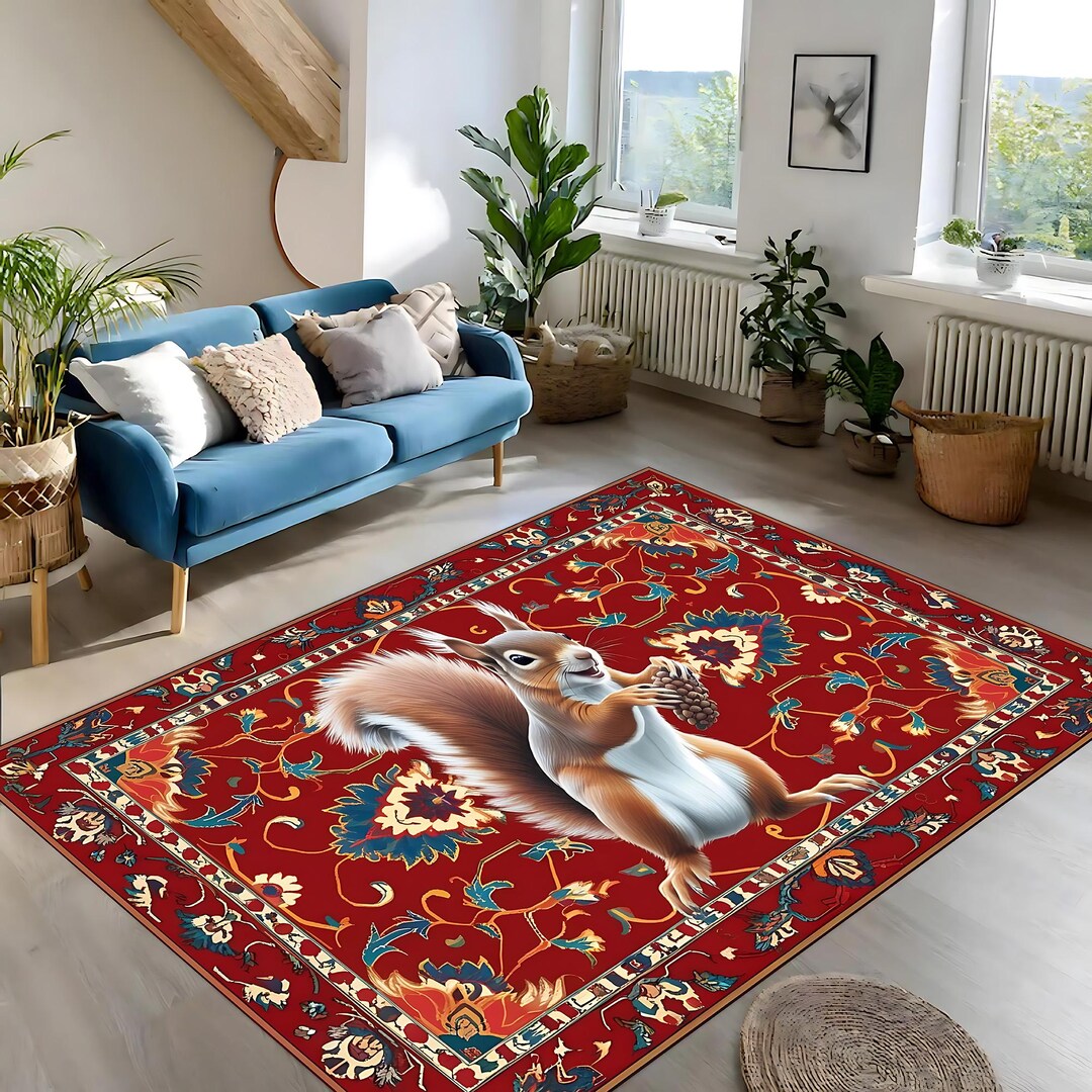 Vintage Design Squirrel Rug, Vintage Squirrel Rug, Squirrel Skin Rug ...