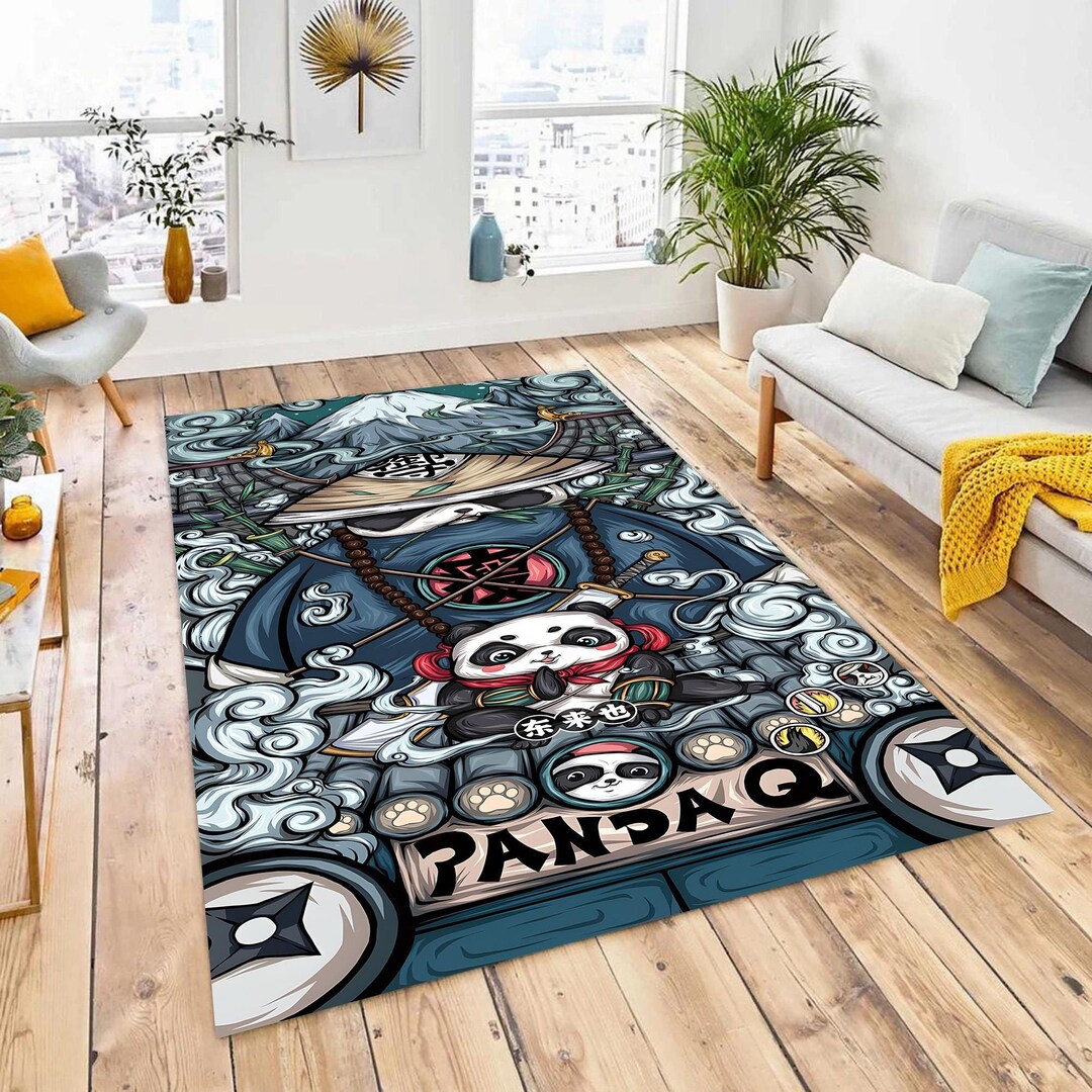 Cute Panda Design Carpet, Samurai Panda Rug, Sweet Rug, Non Slip Rug ...