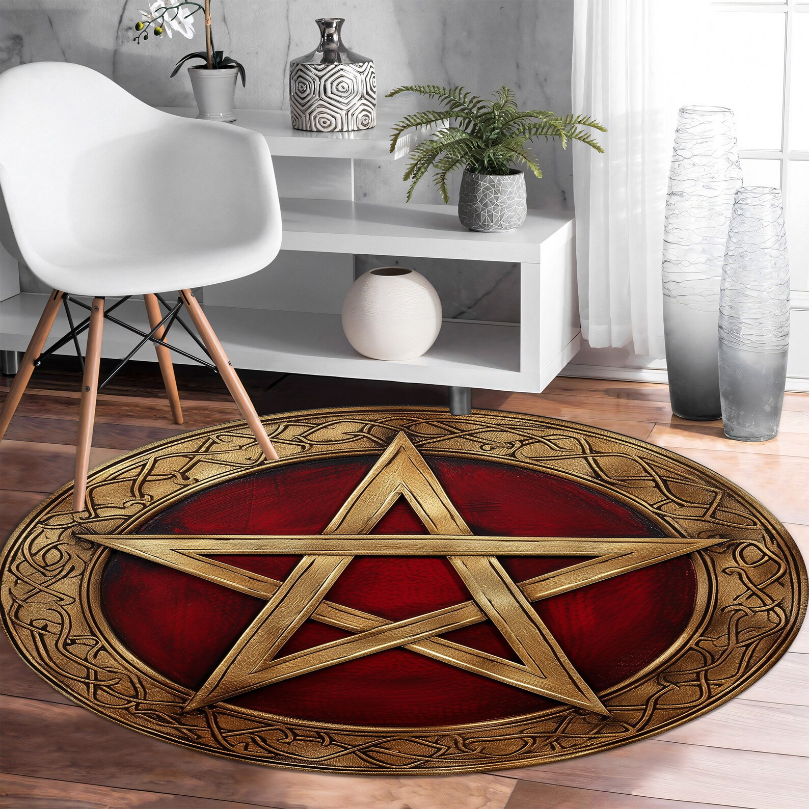 Supernatural Devil's Trap Rug Round Rug With Pentagram Design Circle ...