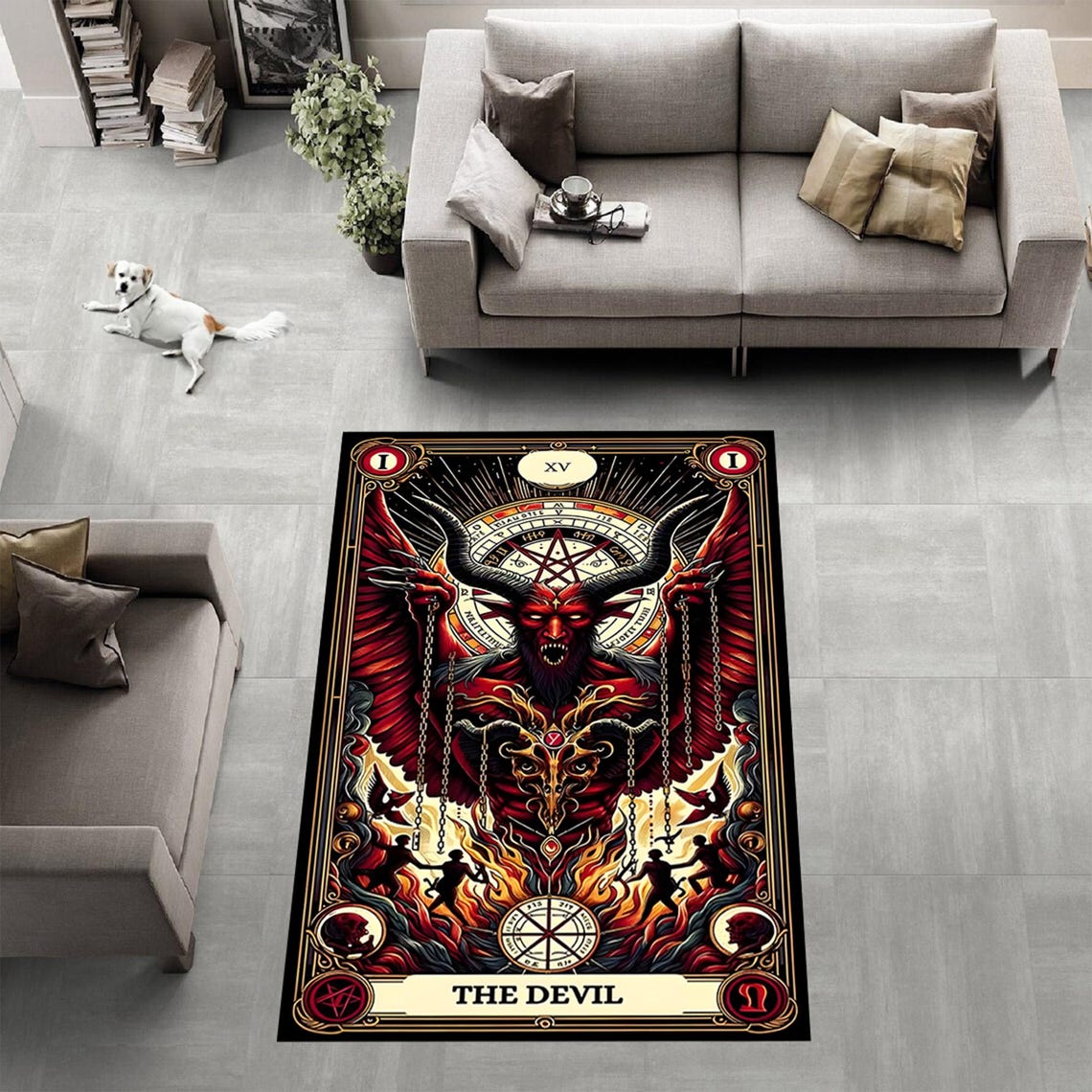 The Devil Tarot Card Rug, Fortune Rug, Bedroom Rug, Floor Rug, Area Mat ...