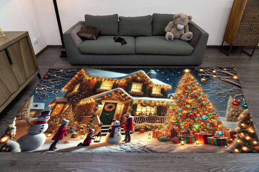 Merry Christmas Rug, Reindeer Carpet, Santa Rug, Christmas Spirit Rug ...