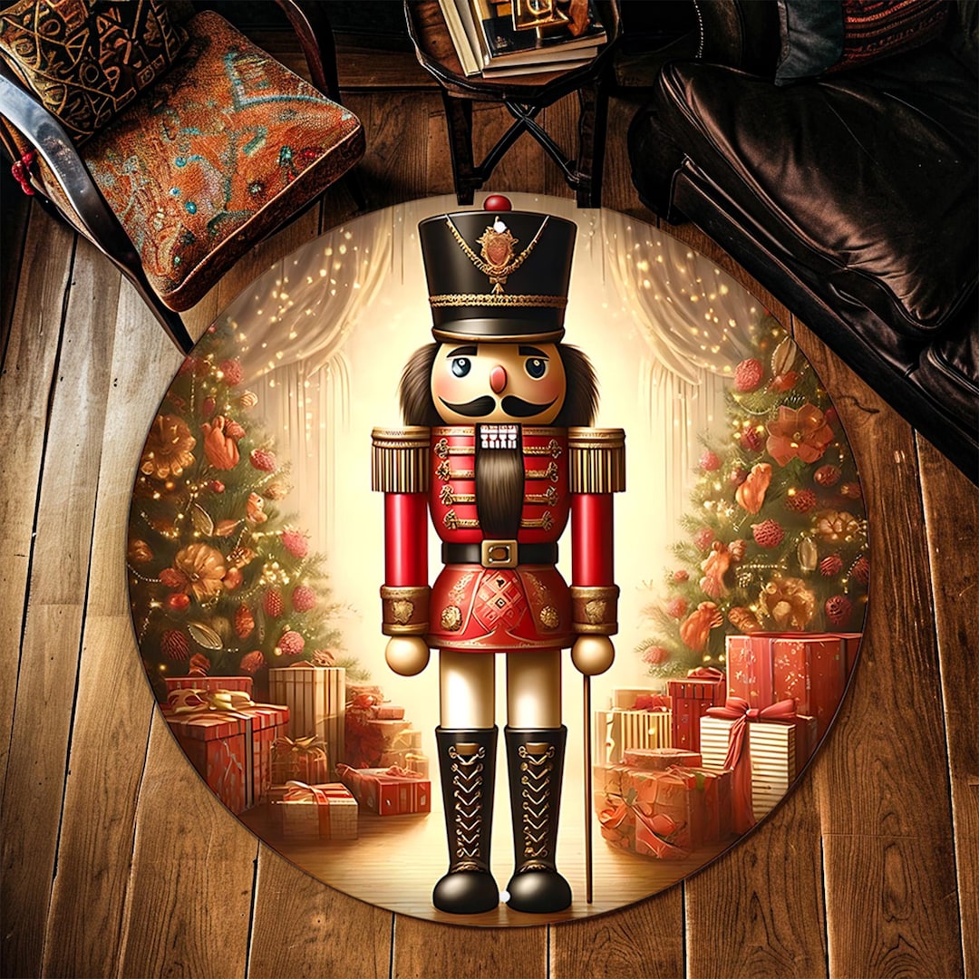 Christmas Nutcracker Soldier Rug, Nutcracker Soldier Round Rug, Santa ...