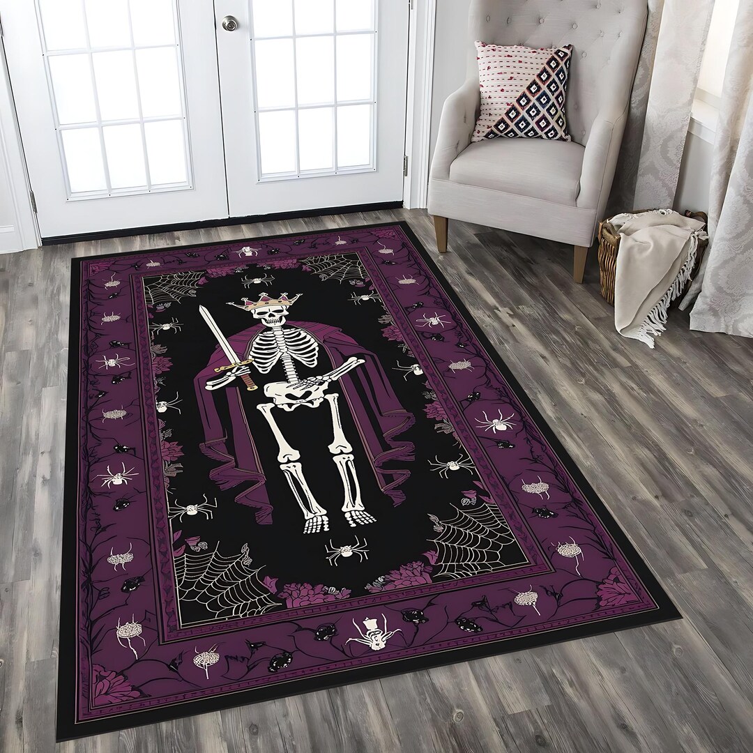 Skeleton Rug, Skeleton King Rug, Gothic Rug, Horror Rug, Non Slip Rug ...