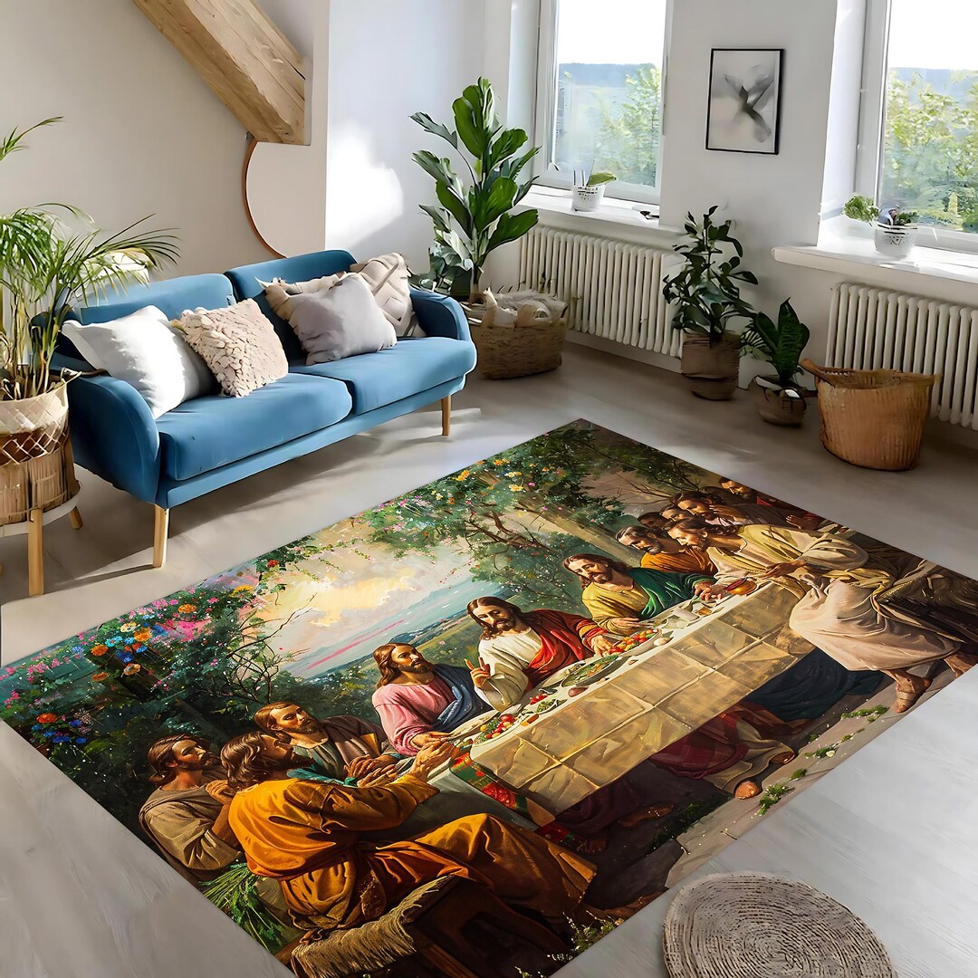 Jesus Last Supper Decoration Rug, Religious Rug, Museum Rug, Antique ...