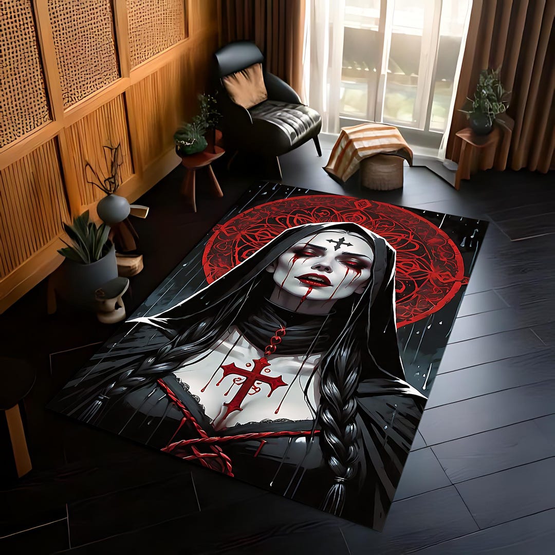 Satan Rug, Church Sister Rug, Lucifer Rug, Horror Rug for Satanic Decor ...