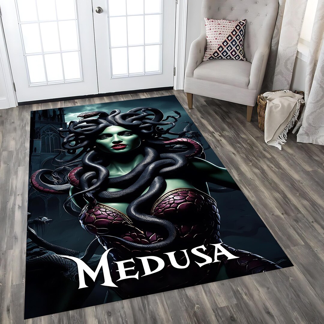 Medusa Area Rug, Medusa Rug, Gothic Floor Decor, Gothic Rug, Non Slip ...