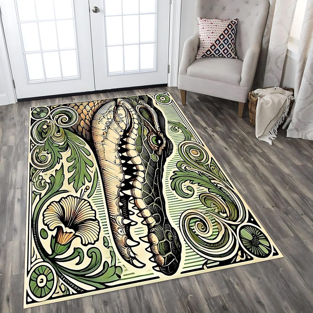Crocodile Rug, Crocodile Floor Decor, Crocodile Skin Rug, Non Slip Rug ...