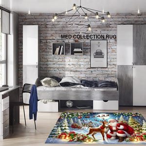 Merry Christmas Rug, Reindeer Carpet, Santa Rug, Christmas Spirit Rug ...