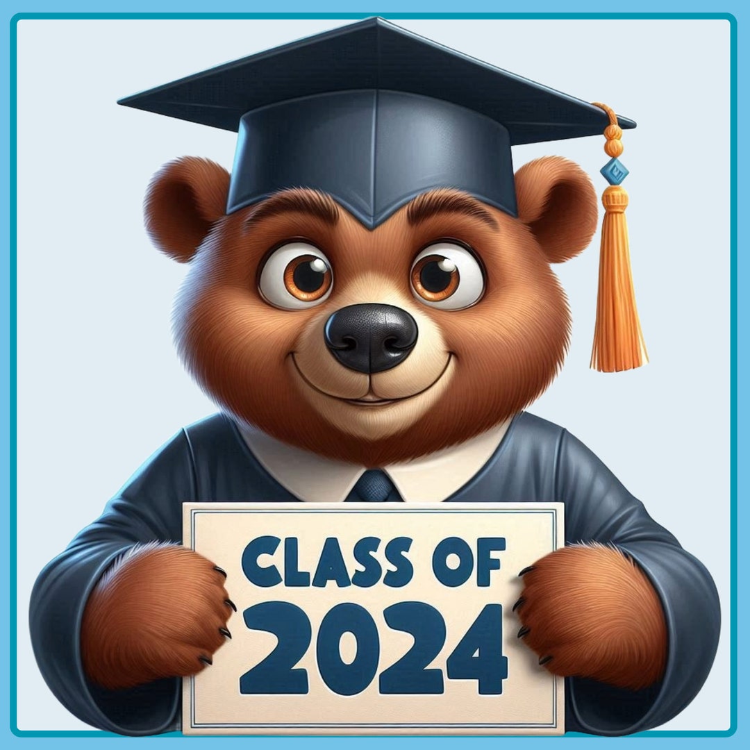 Honey Bear Graduation 2024 Clipart Image With Watercolor Splash ...