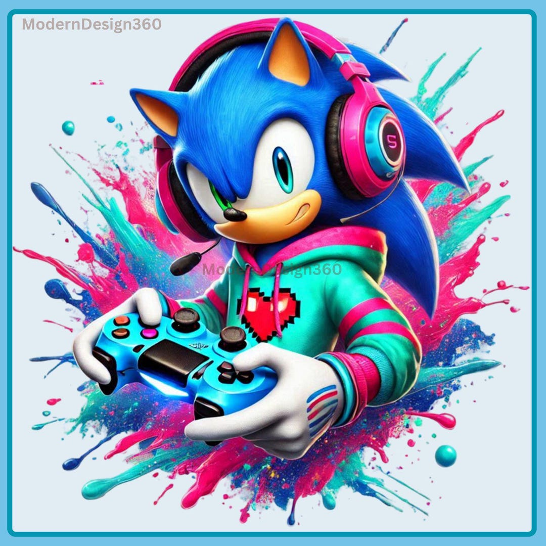 Sonic Gamer Watercolor Splash, Clipart Images, Graphics and Artwork ...