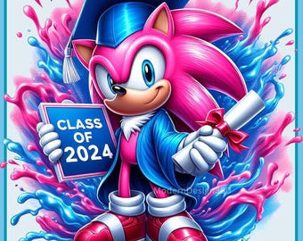 Sonic Graduation 2025 Watercolor Splash, Clipart Images, Graphics and ...
