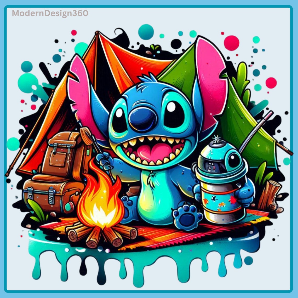 Stitch and Scrump Camping Watercolor Splash Clipart Images, Graphics ...