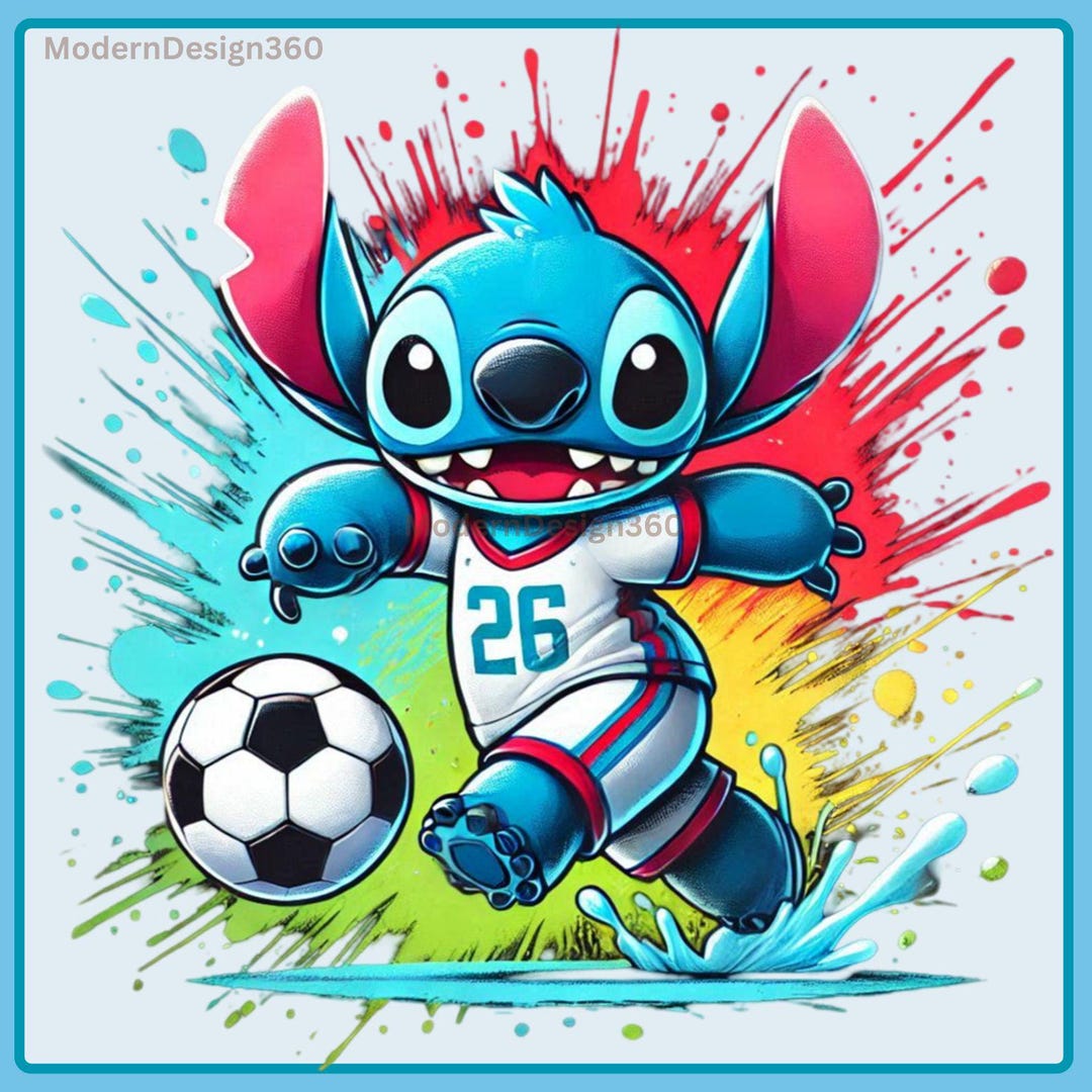 Stitch Footballer Watercolor Splash, Clipart Images, Graphics and ...