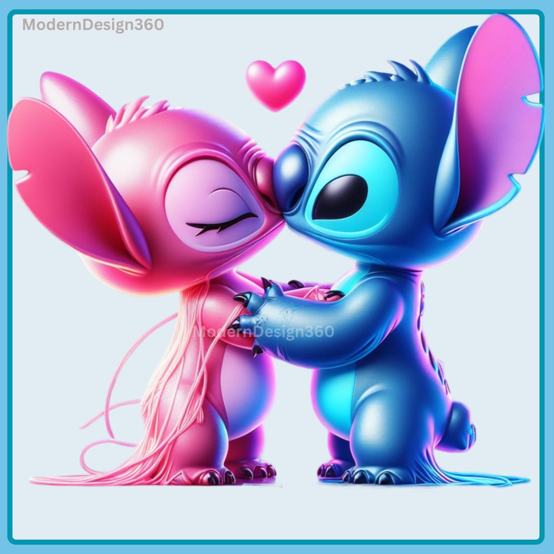 Stitch and Angel Heart Watercolor PNG, Stitch and Angel Clipart, Stitch PNG, Clipart Images ...