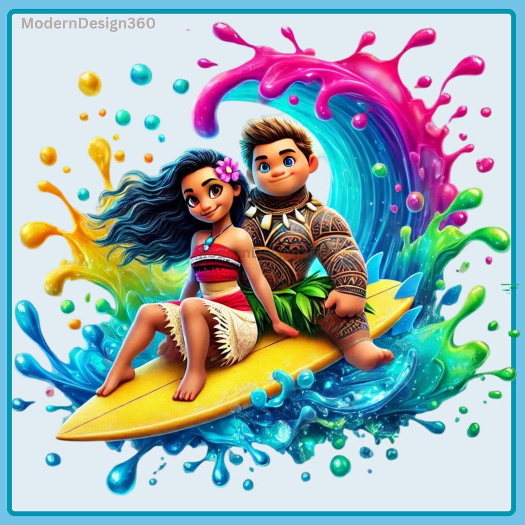 Moana and Simea Surf Watercolor Splash, Clipart Images, Graphics and ...