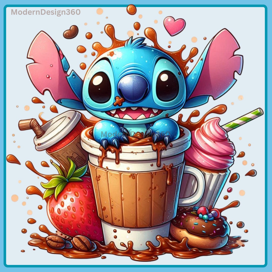 Stitch Coffee Watercolor Splash | Clipart Images | Graphics and Artwork ...