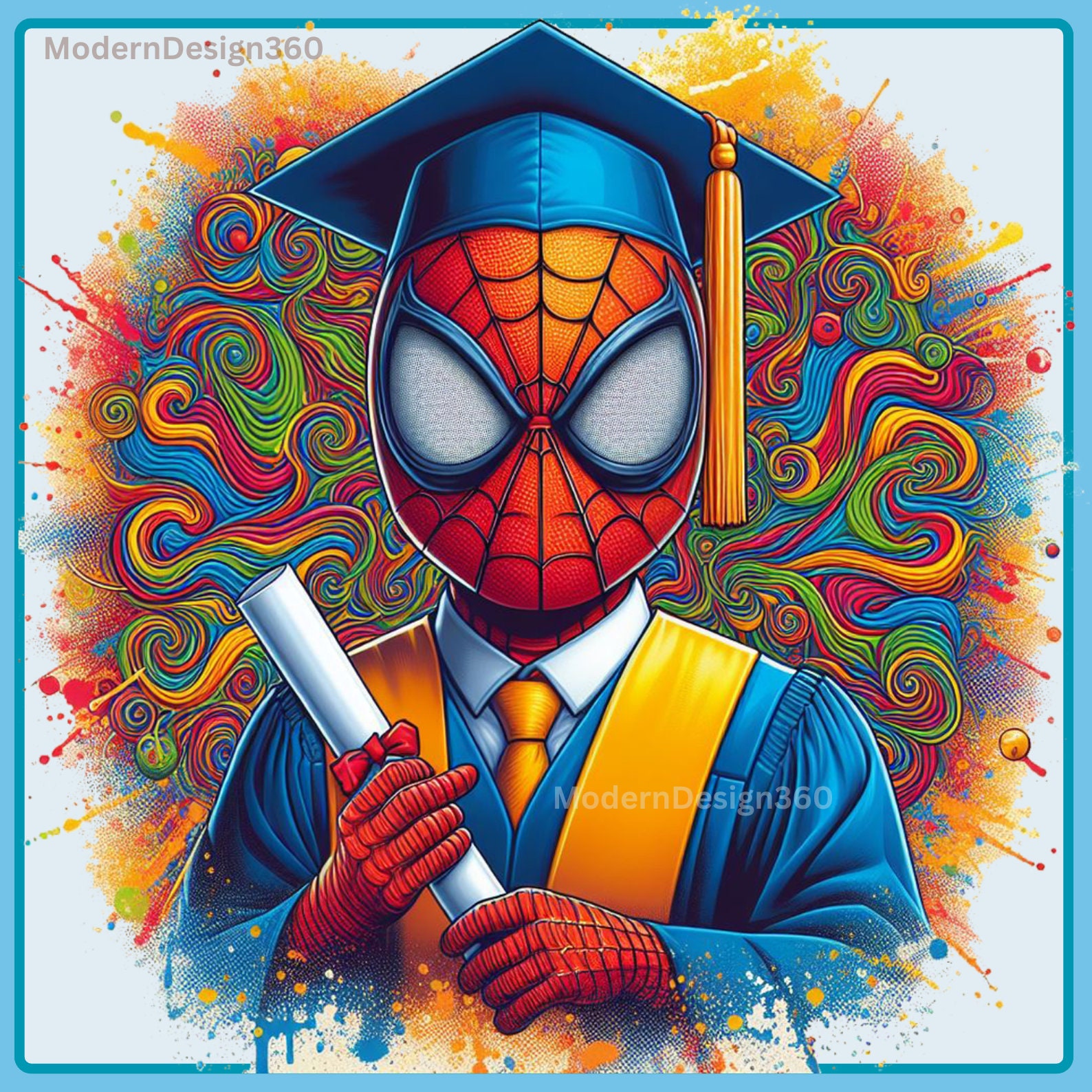 Cute Spidey Diploma, Graduation Watercolor Splash, Clipart Images ...