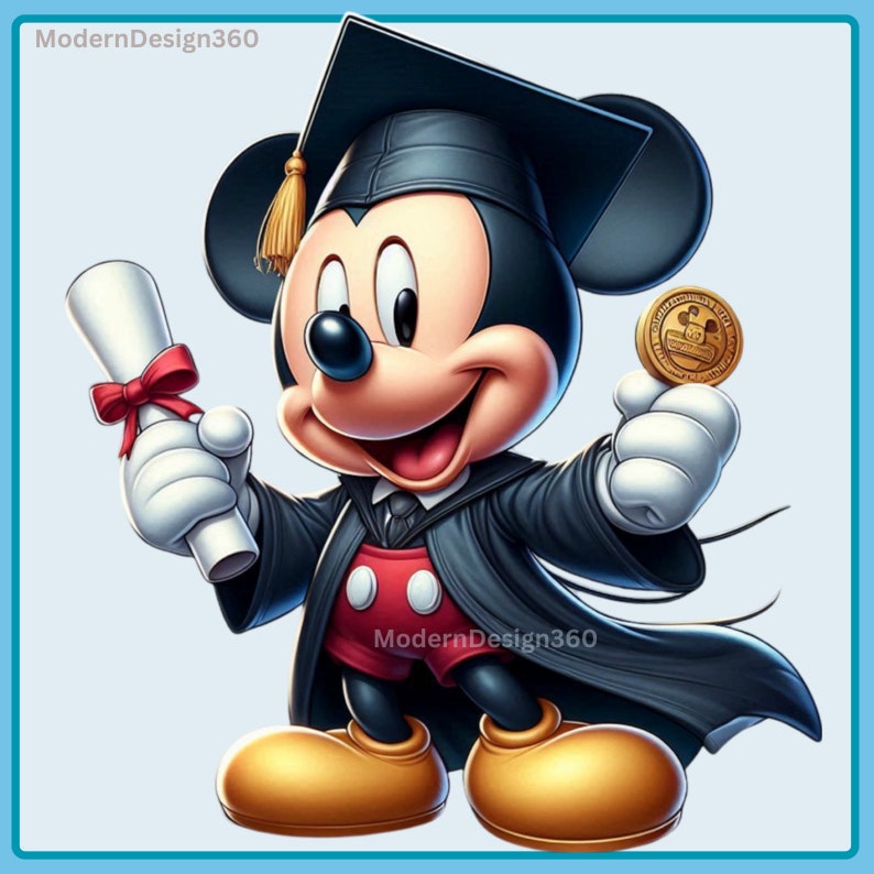 Mickey Mouse Diploma Watercolor Splash, Mickey Mouse Graduation ...