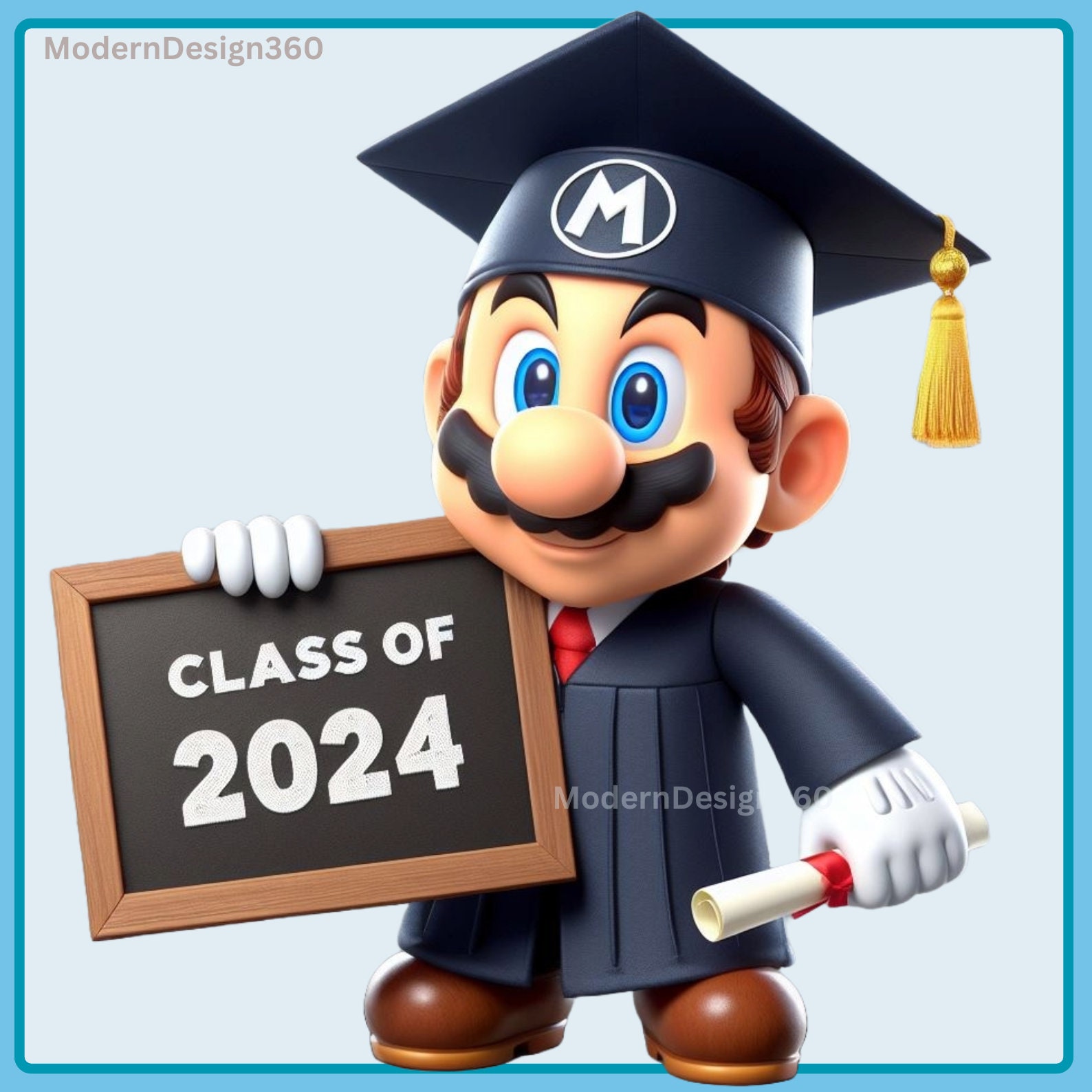 Mario Diploma Graduation Watercolor Splash, Clipart Images, Graphics ...