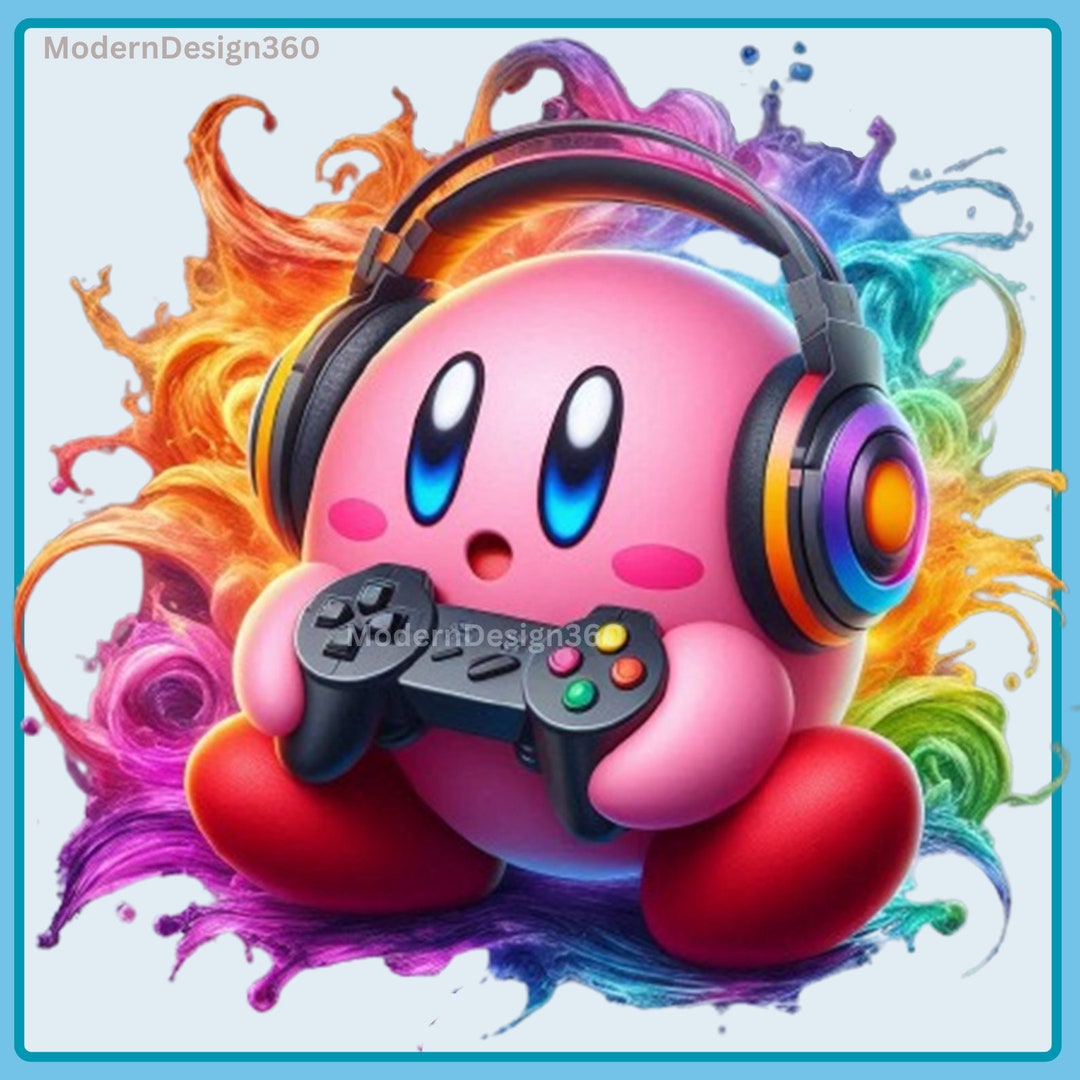 Kirby Gamer Watercolor Splash, Clipart Images, Graphics and Artwork ...