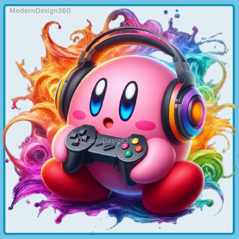 Kirby Gamer Watercolor Splash, Clipart Images, Graphics and Artwork ...